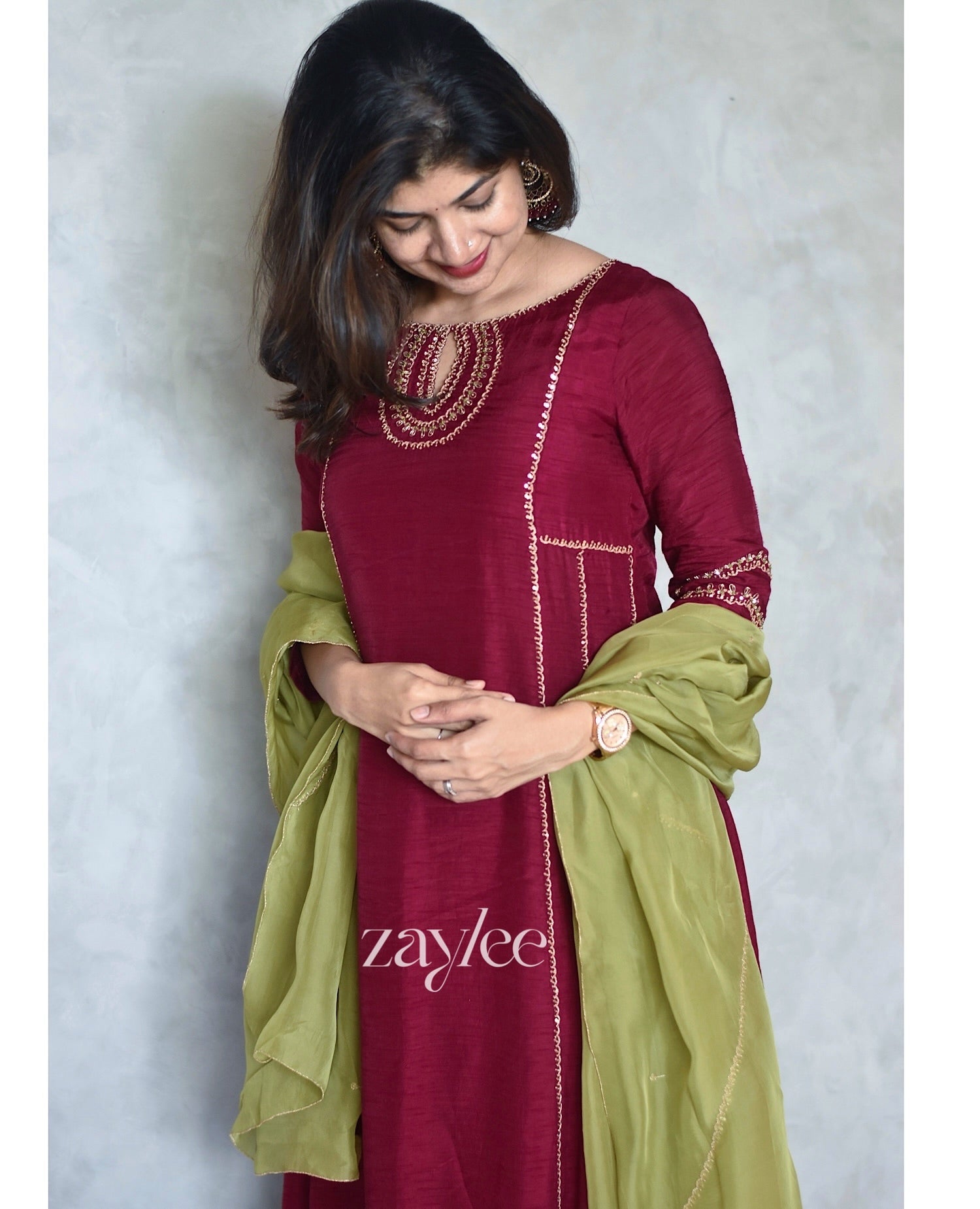 Wine Maroon Anarkali – Zaylee Designs